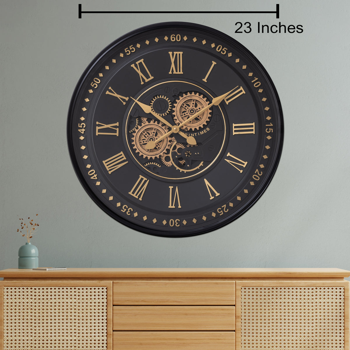 Midnight Dial Luxury Designer Wall clocks for the Home With Moving Gea ...