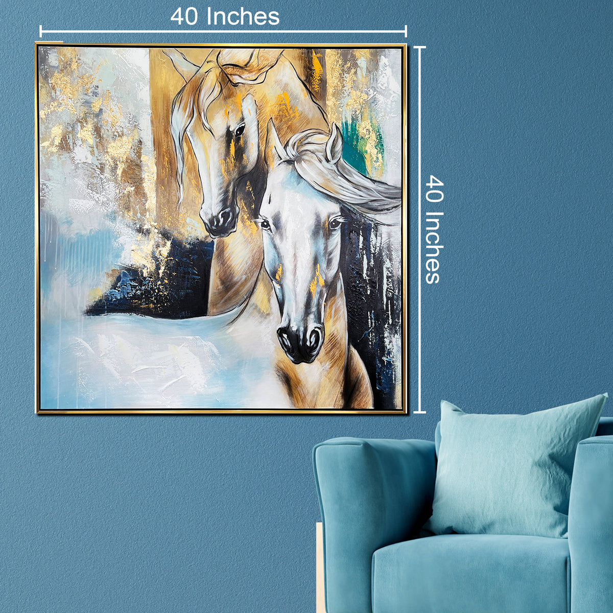 Buy Horse Zenith 100% Hand Painted Wall Painting(With outer Floater ...