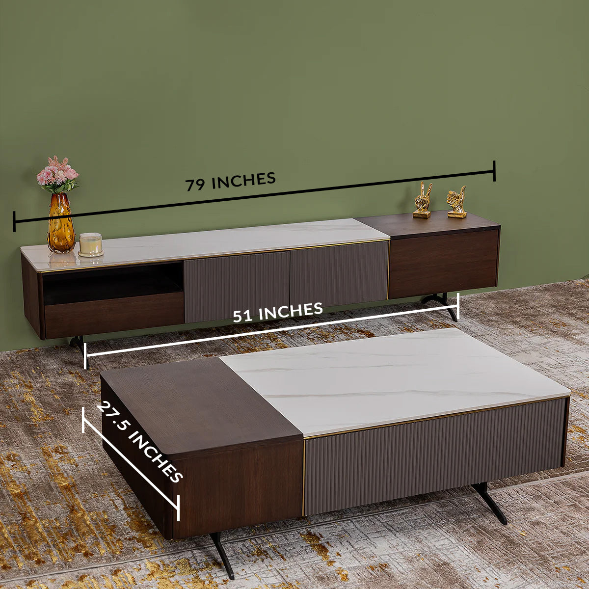 Marquessa Wooden Tv runner cabinet & Coffee table Set of 2 | Dekor ...