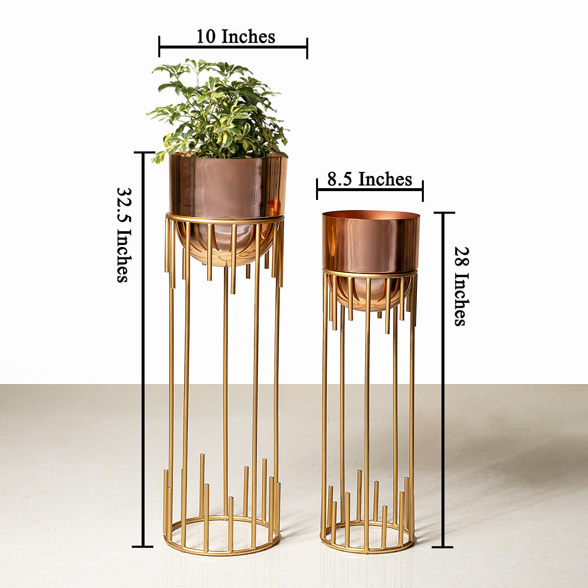 Buy Dripping Luxury Metal Rose Gold Planters-Pair | Dekor Company