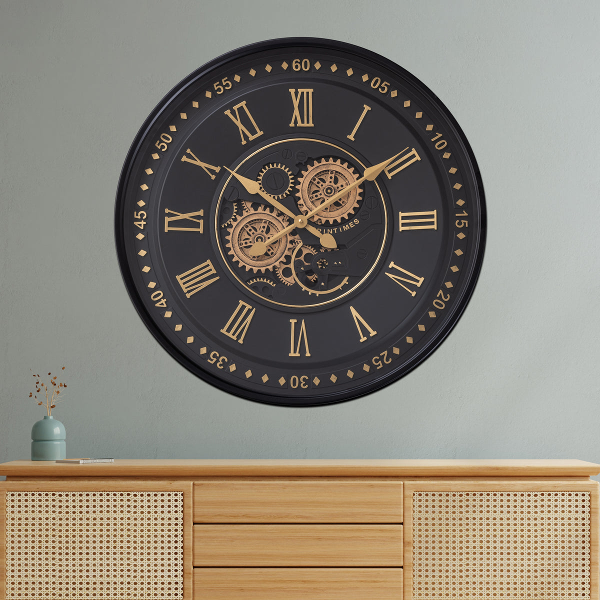 Midnight Dial Luxury Designer Wall clocks for the Home With Moving Gea ...