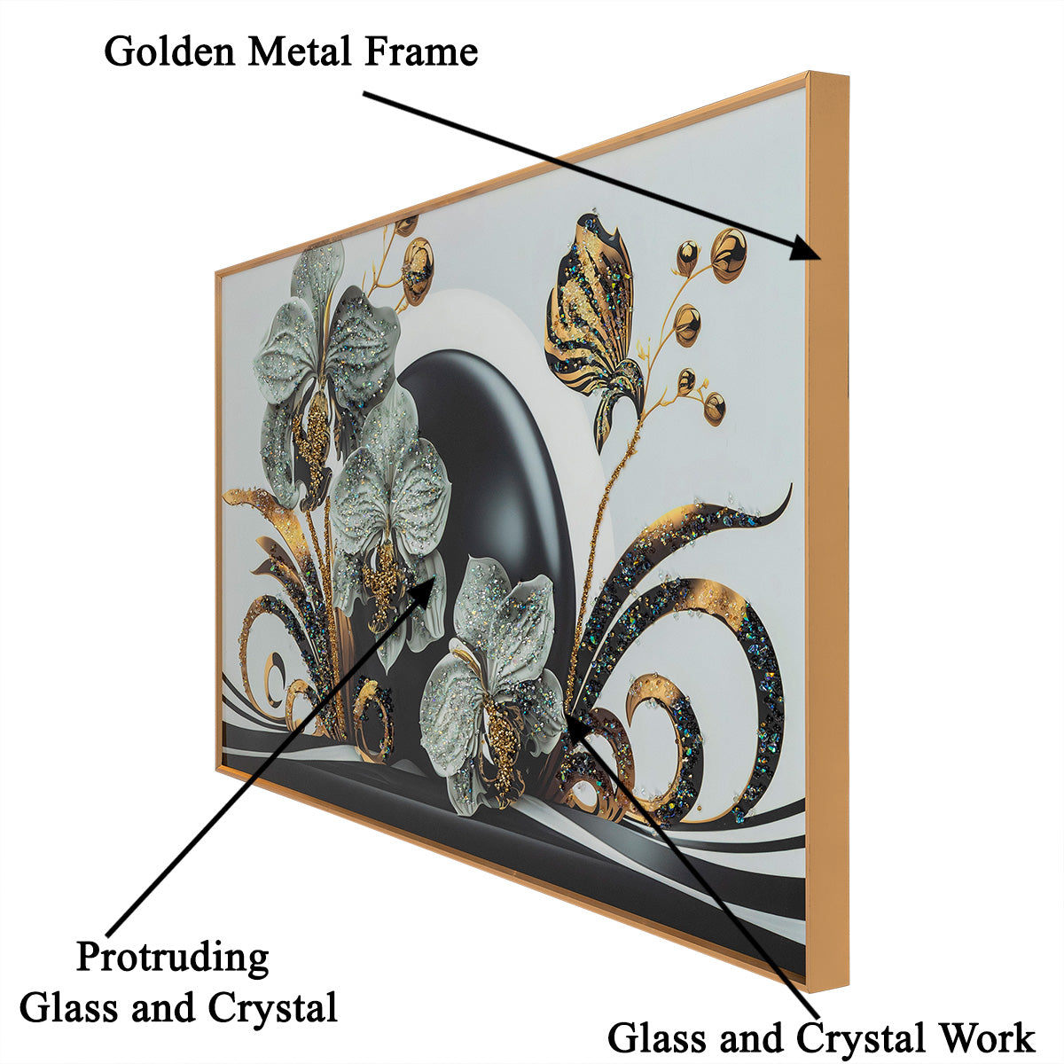 Buy Floral Eleganza Crystal Glass Painting | Dekor Company