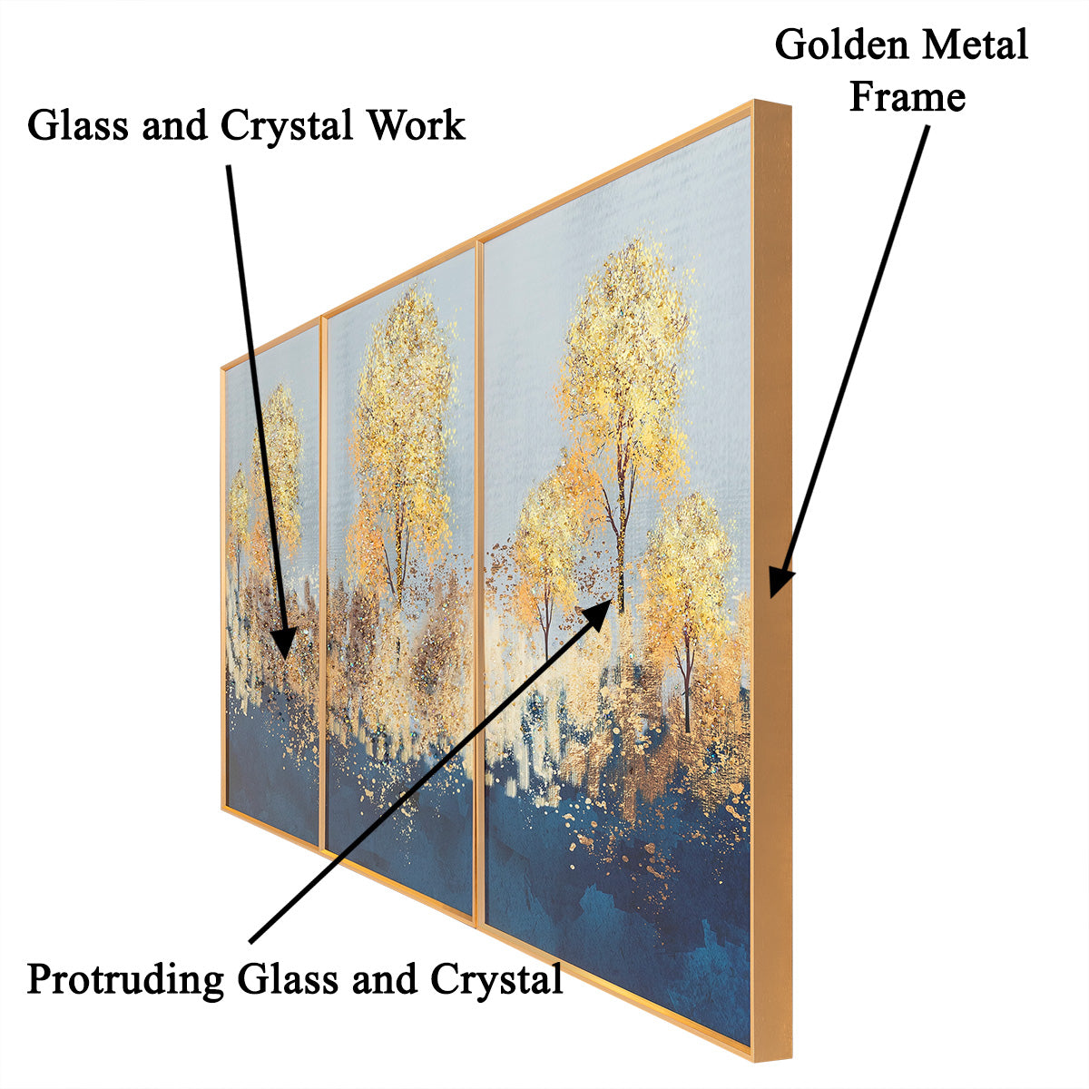 Eternal Transitions Crystal Glass Painting-Set of 3 | Dekor Company