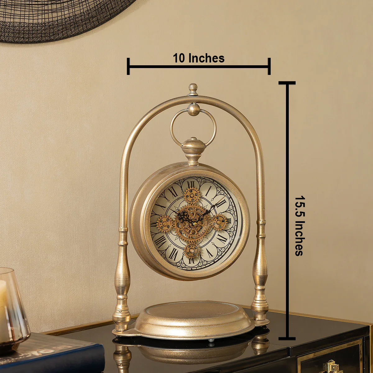 Vintage Mechanica Luxury Designer Table Clock With Moving Gear Mechani ...