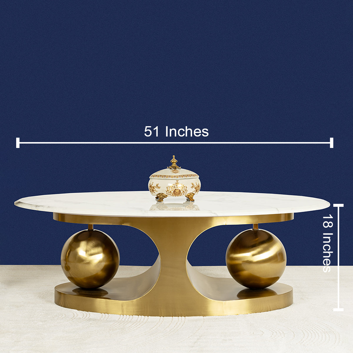 Buy Amara Gold Base Round Accent Table With Side Table-Set of 2 (BIG ...