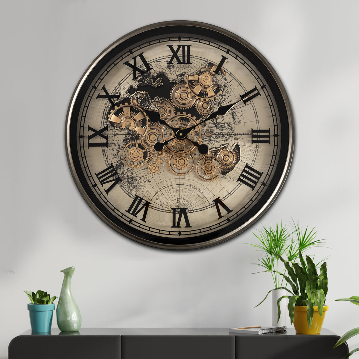 Buy Time Lock Designer Wall Clock With Moving Gear Mechanism – Dekor ...