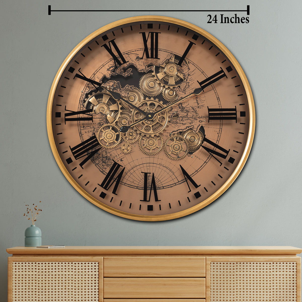 Buy Timely Touch Designer Wall Clock With Moving Gear Mechanism – Dekor ...