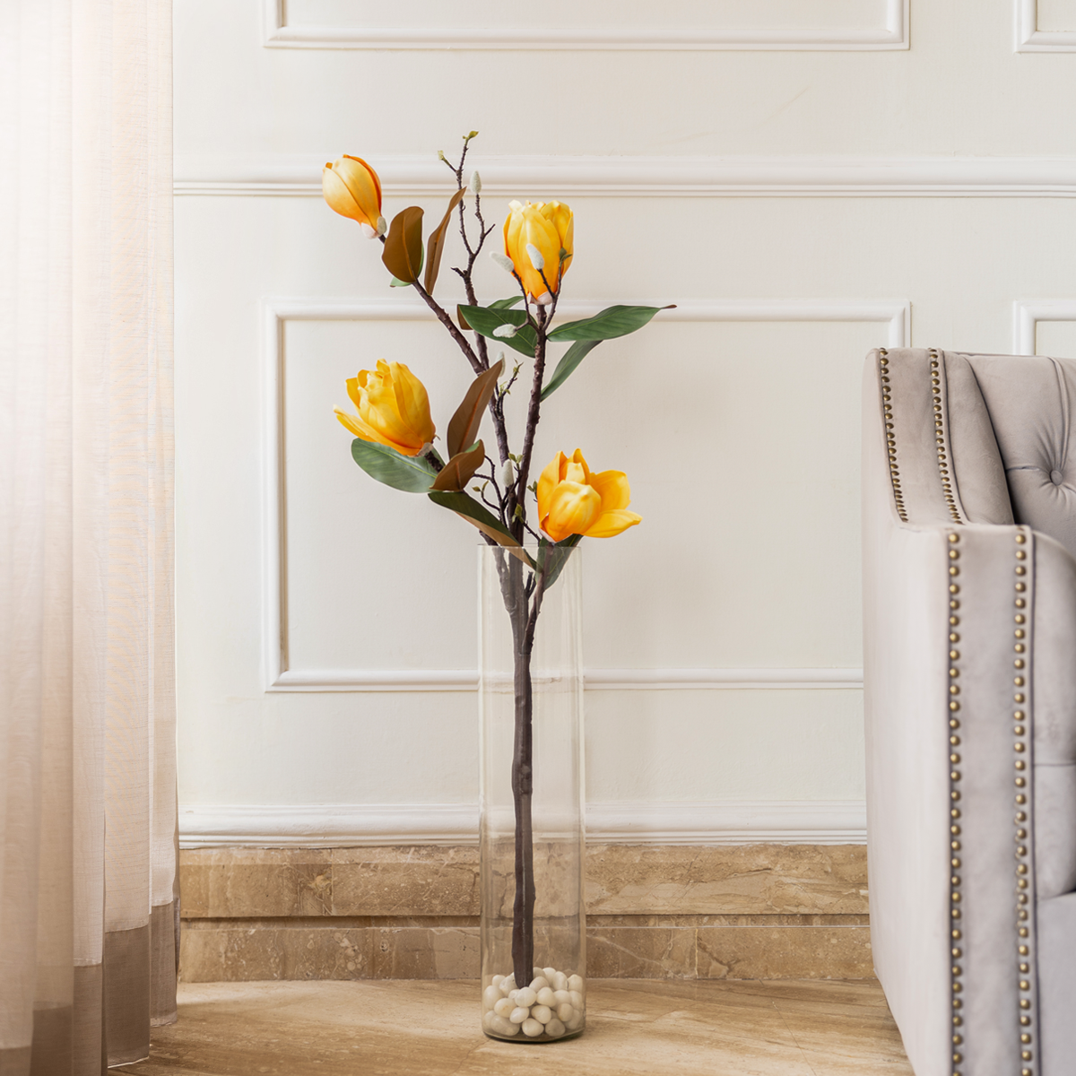 Realistic Yellow Magnolia Artificial Stem (Single Stem Only) – Dekor ...
