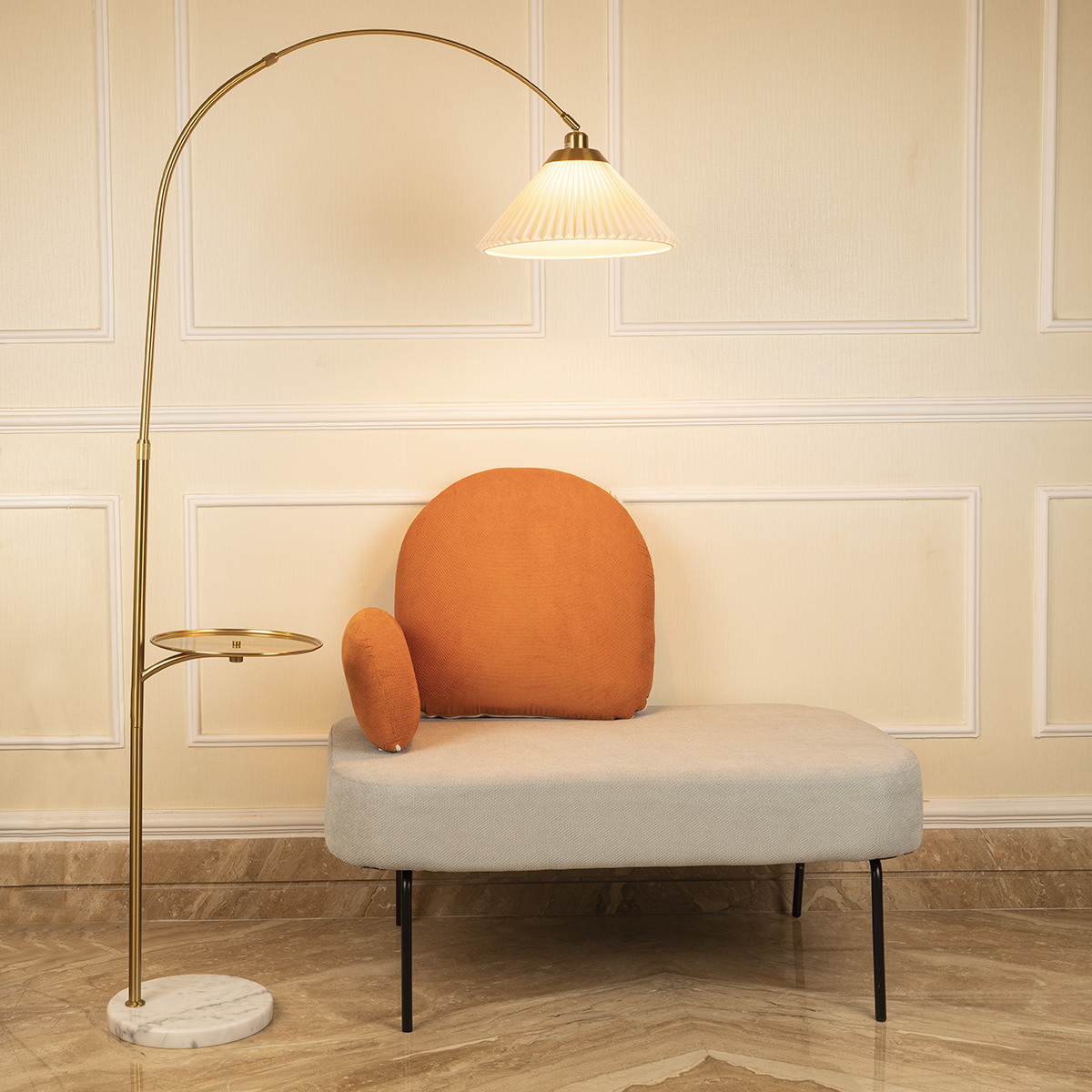 The Bay Area Arc Shaped Floor Lamp and Accent Table ( With Wireless Ch ...