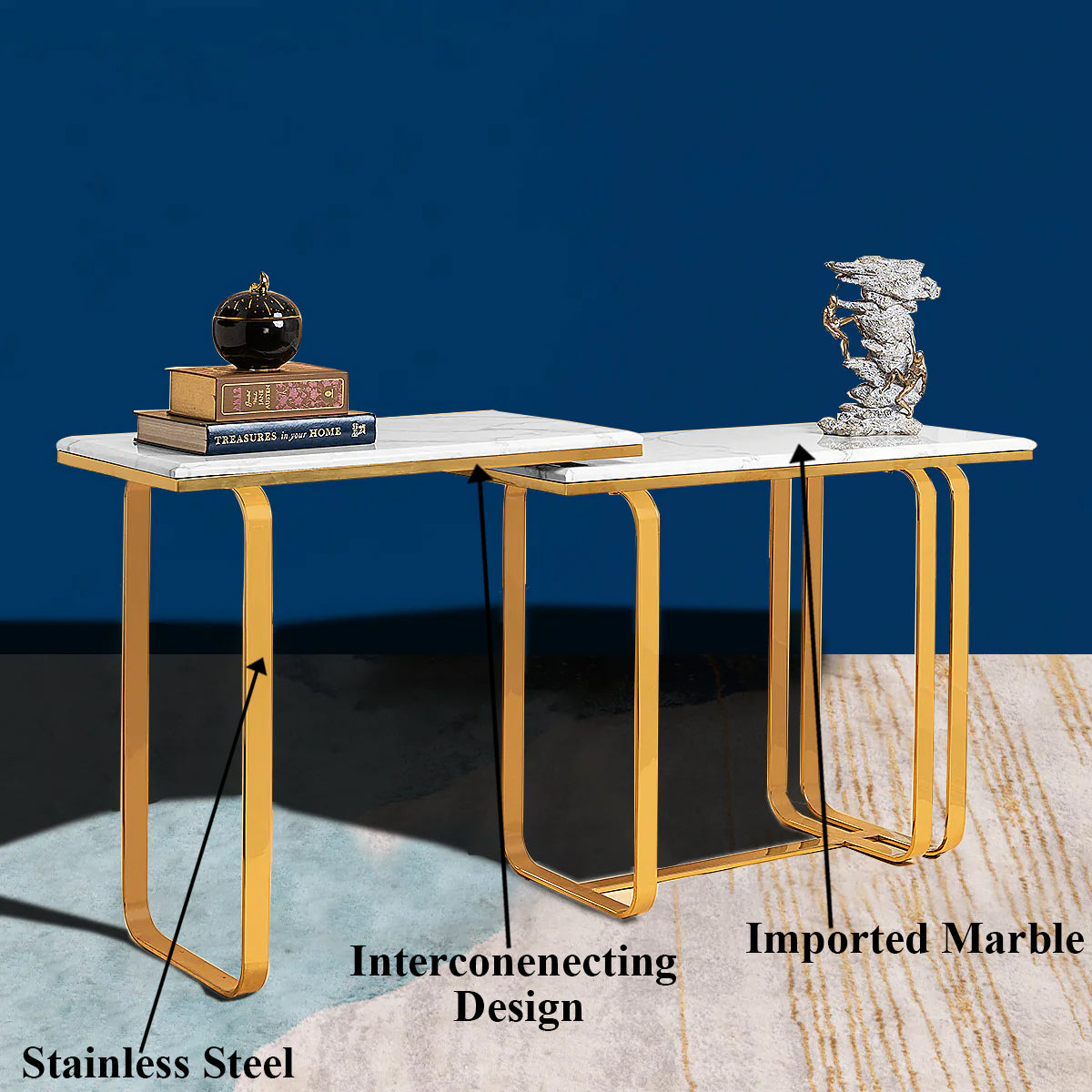 Enchanted Oasis Console Table For Living Room - Gold (Stainless Steel ...