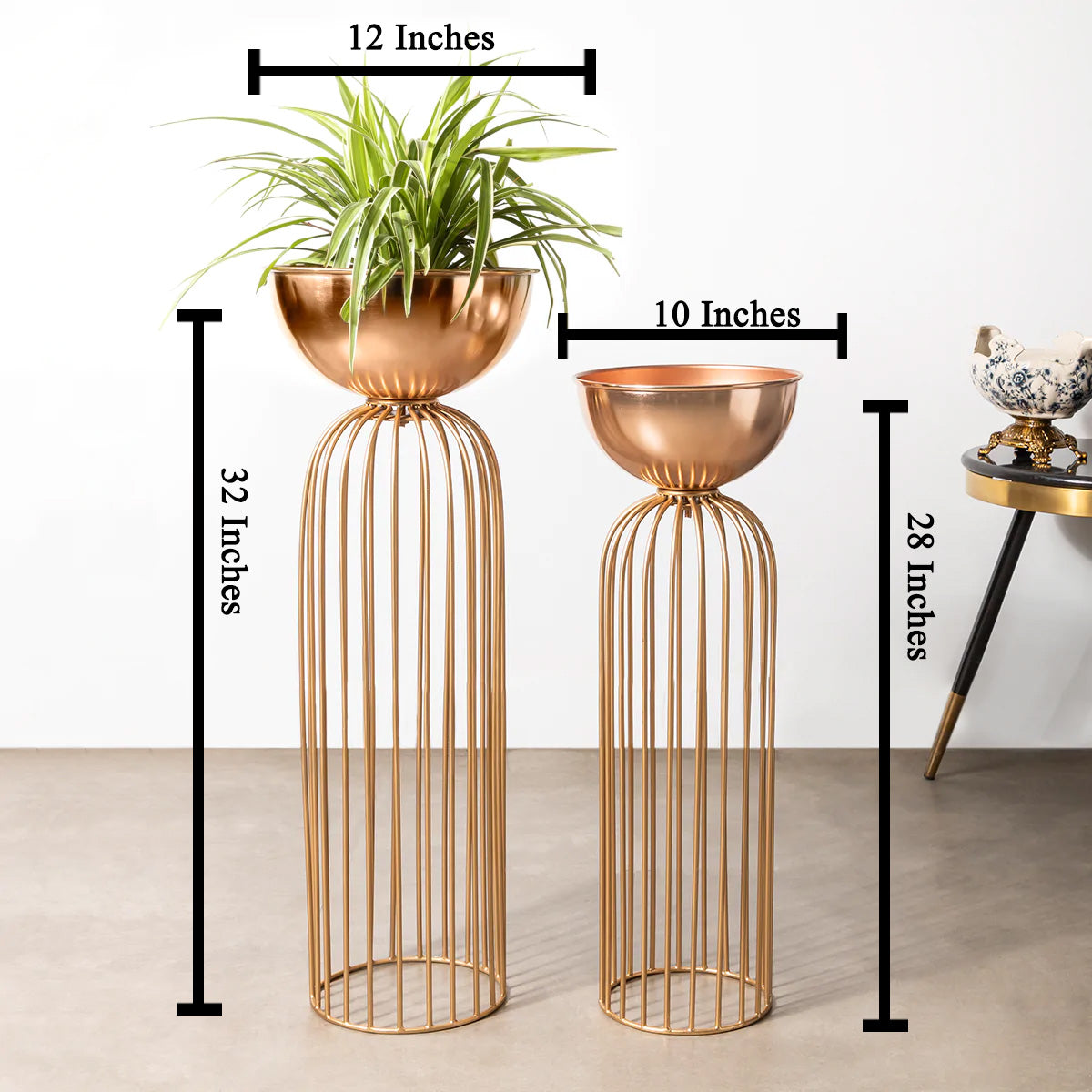 Buy Urban Zen Planter Gold Stand & Gold Pot Pair | Dekor Company