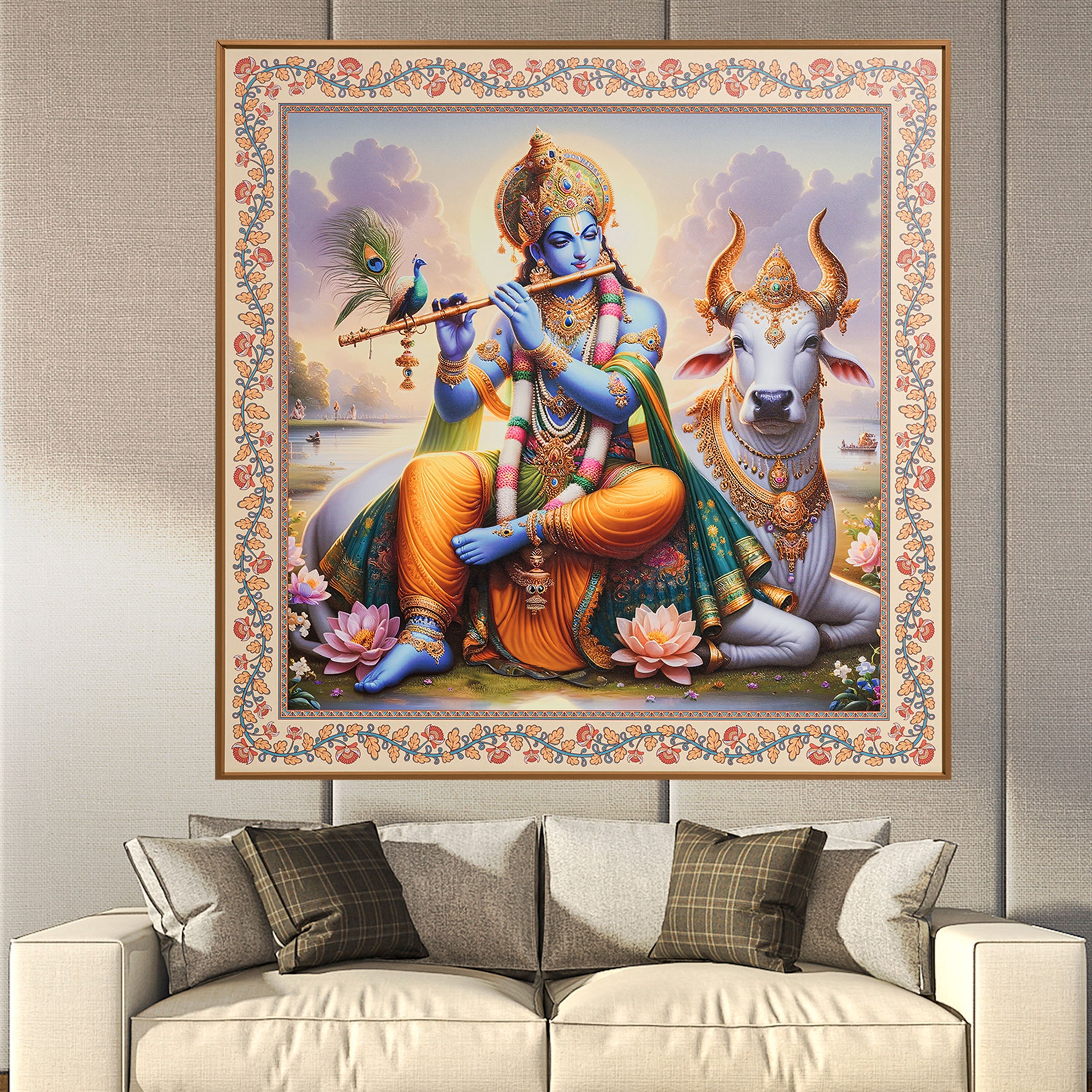 Vrindavan Bliss The Lord Krishna Painting For Home – Dekor Company