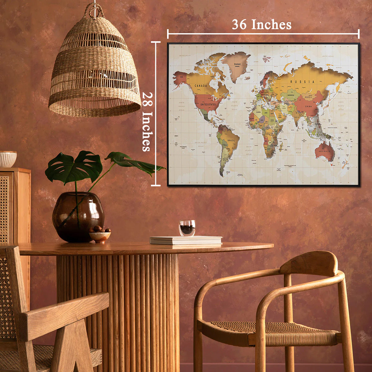 Buy World Map Spectacular Shadow Box Wall Decoration Piece-White ...