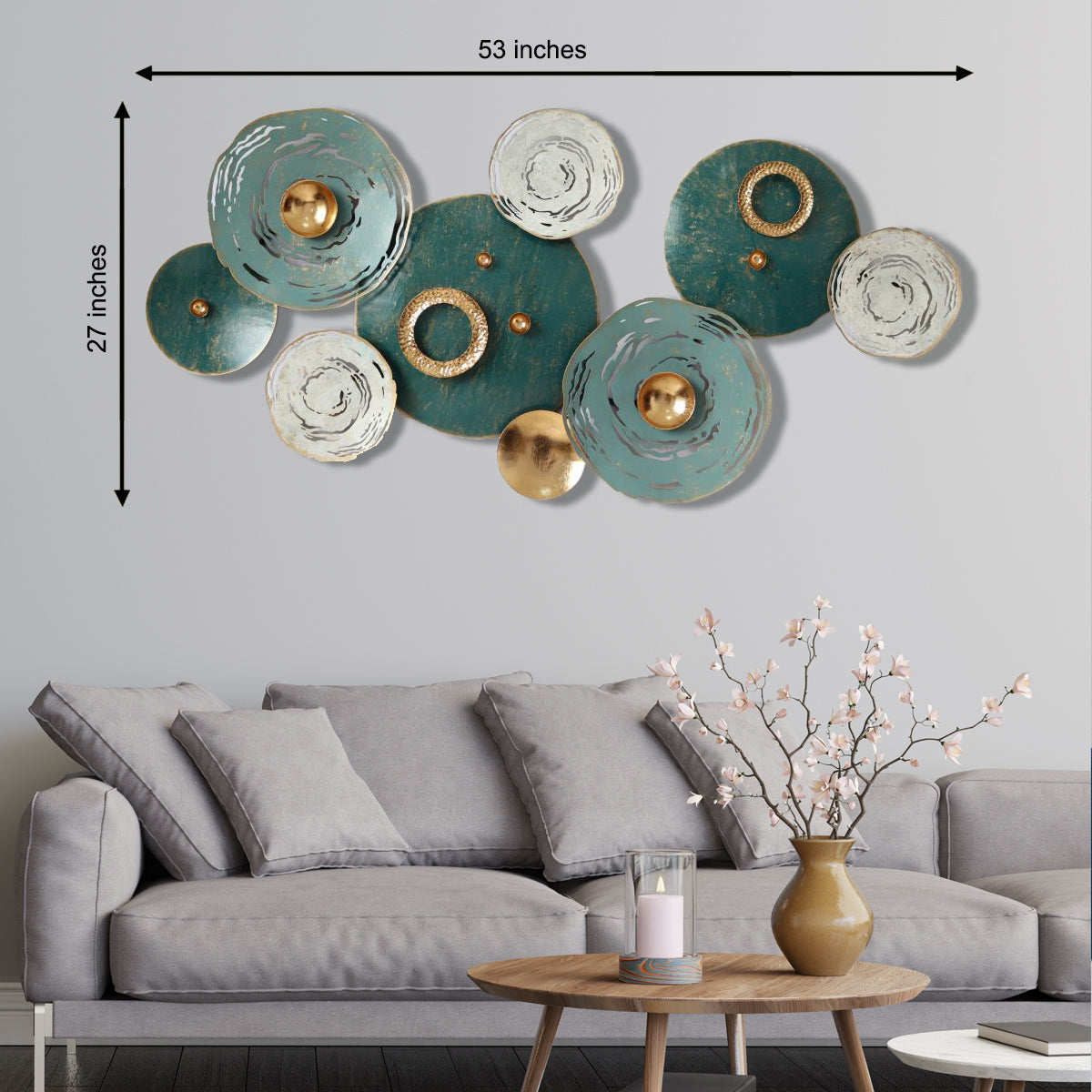 Shades of Green Seashells Metallic Wall Art Panel | Dekor Company