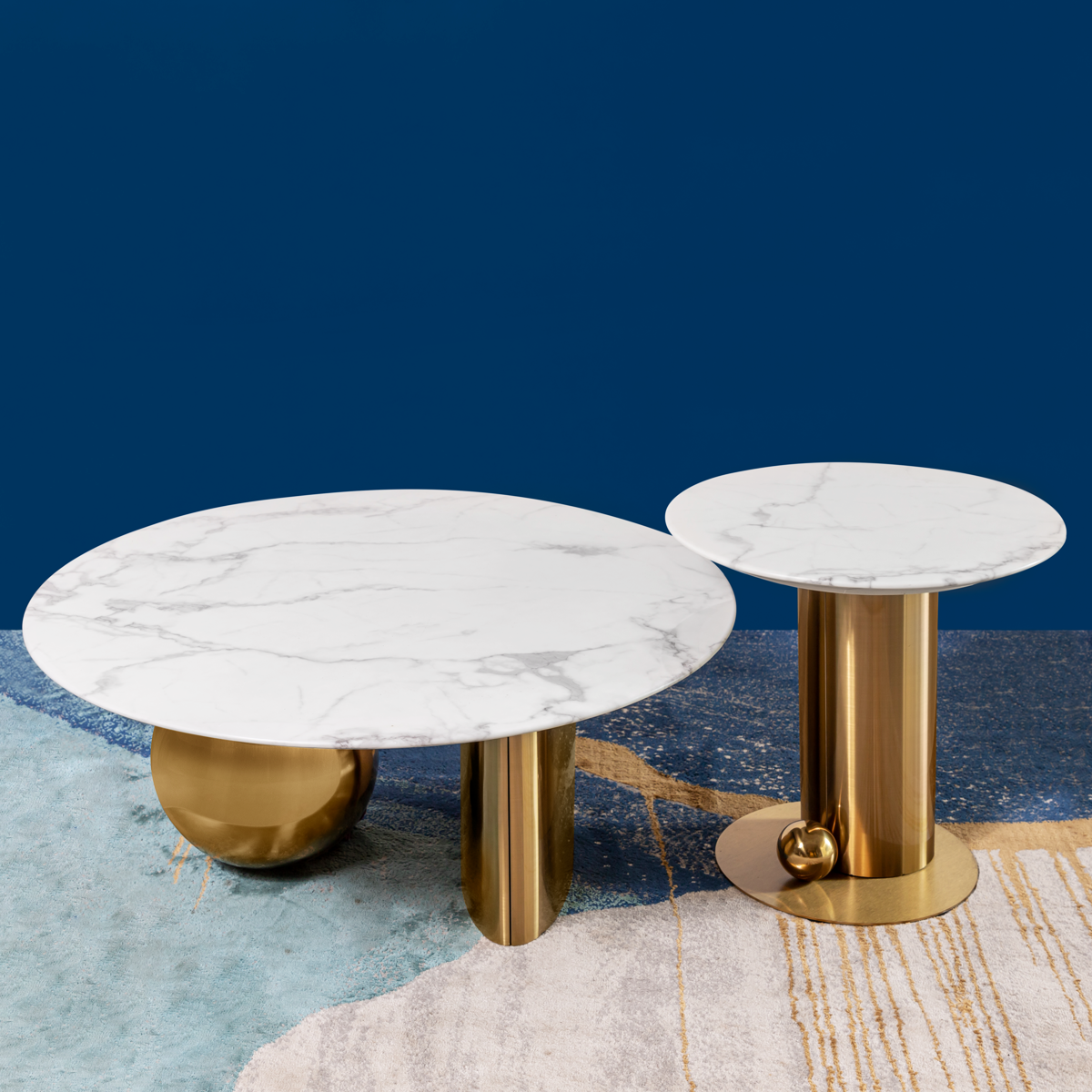 Brooklyn Set of 2 Nesting Coffee Table - GOLD | Dekor Company